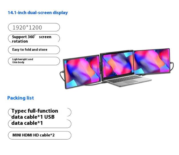 Flex View 14.1” Dual-Screen Portable Monitor – My FlowTech Shop